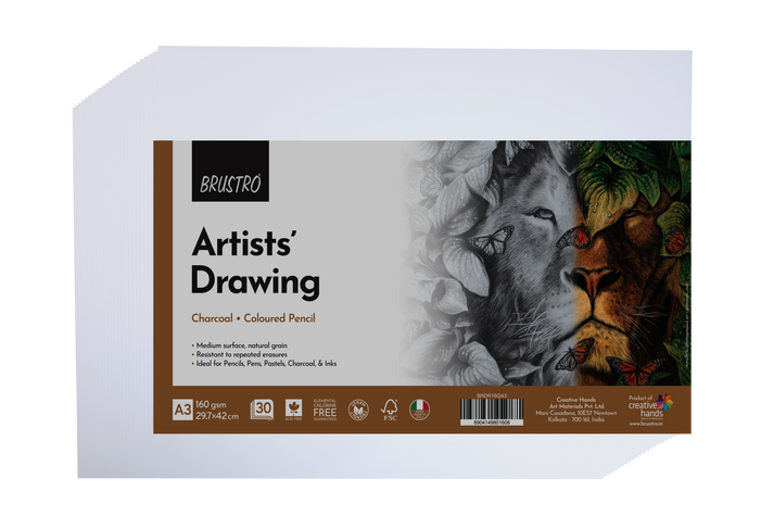 Brustro Artists Drawing Paper 160 GSM A3 Size, Pack of 30 Sheets ...