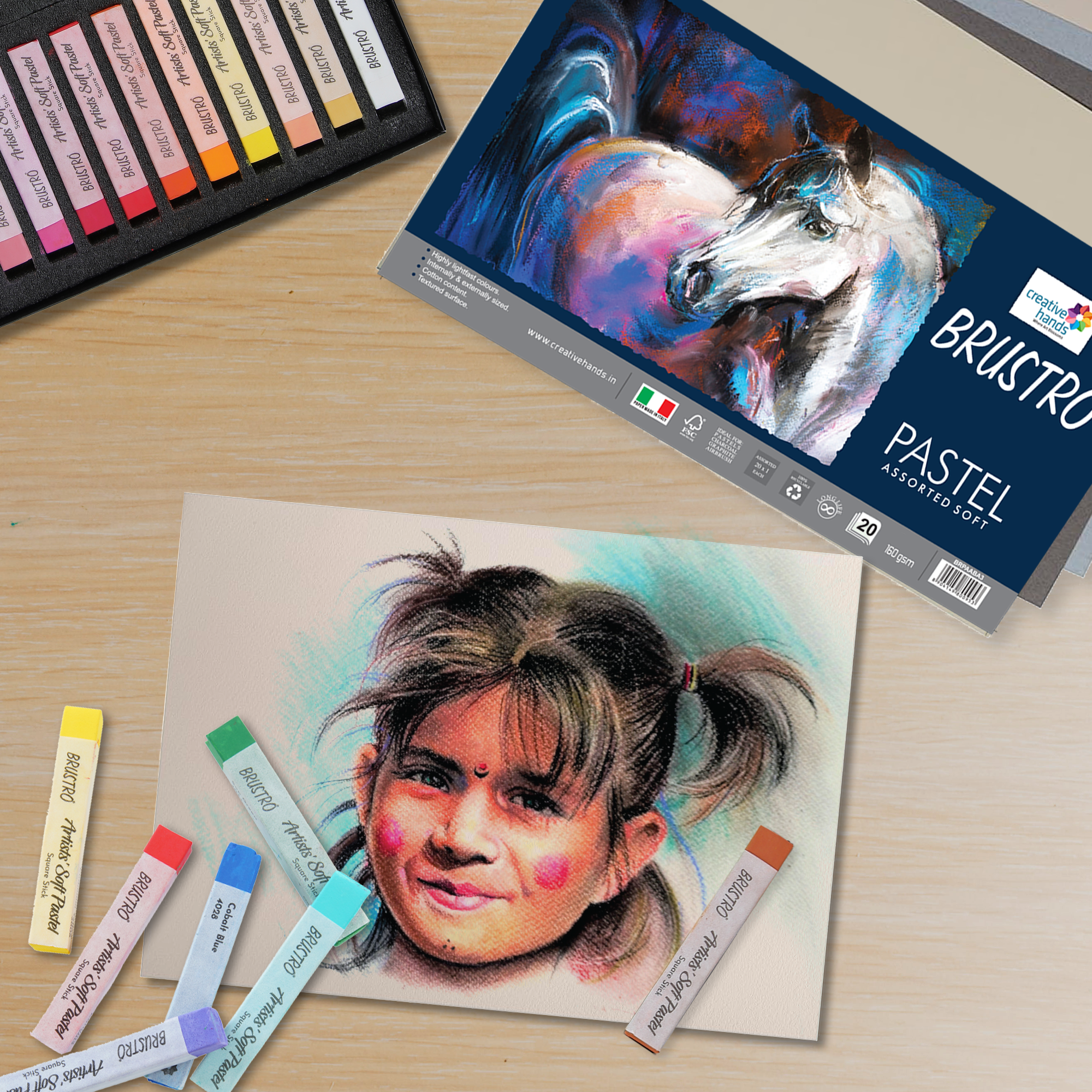 Brustro Artists Pastel Papers 160 GSM A4 Assorted Soft - 2 Packets (20 ...