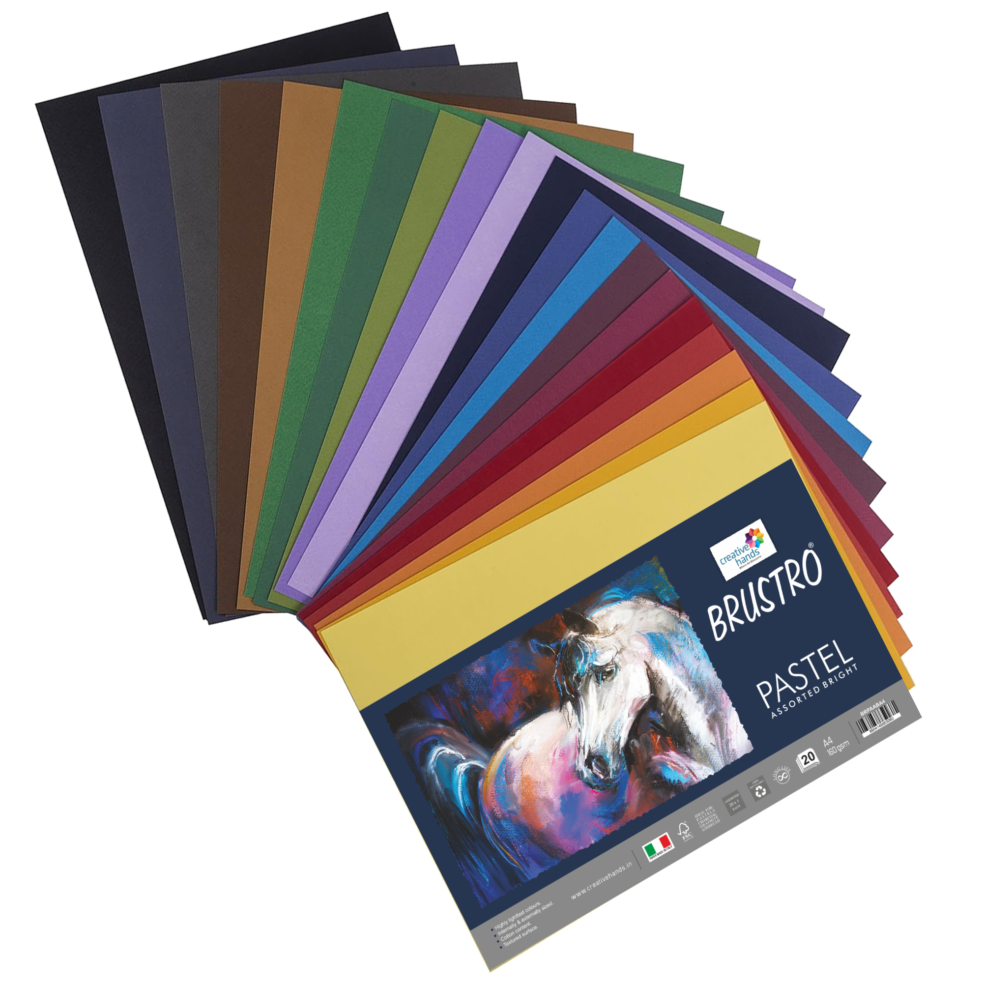 Brustro Artists Pastel Papers 160 GSM A4 Assorted Bright - Pack of 2 ...